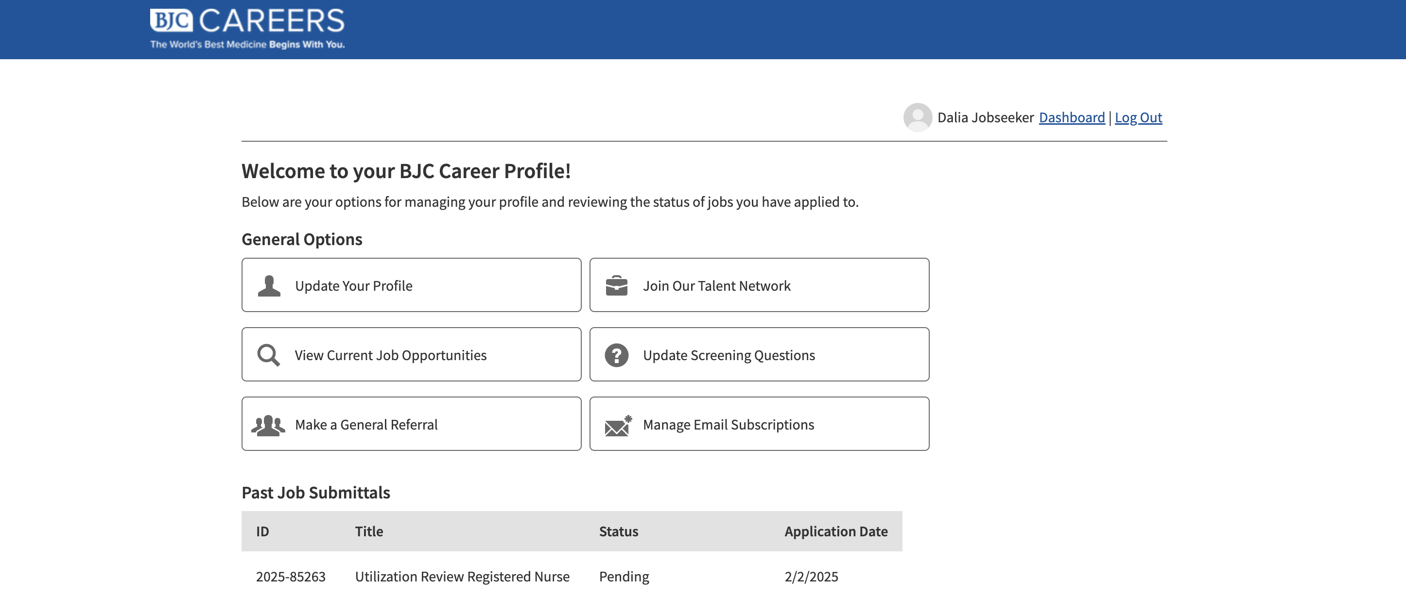 BJC - Application Status – Dalia