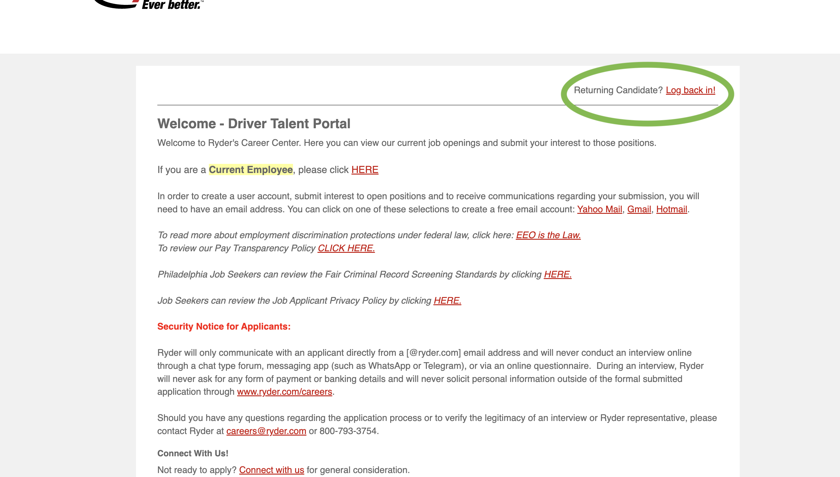 Ryder Drivers - Checking Your Application Status – Dalia
