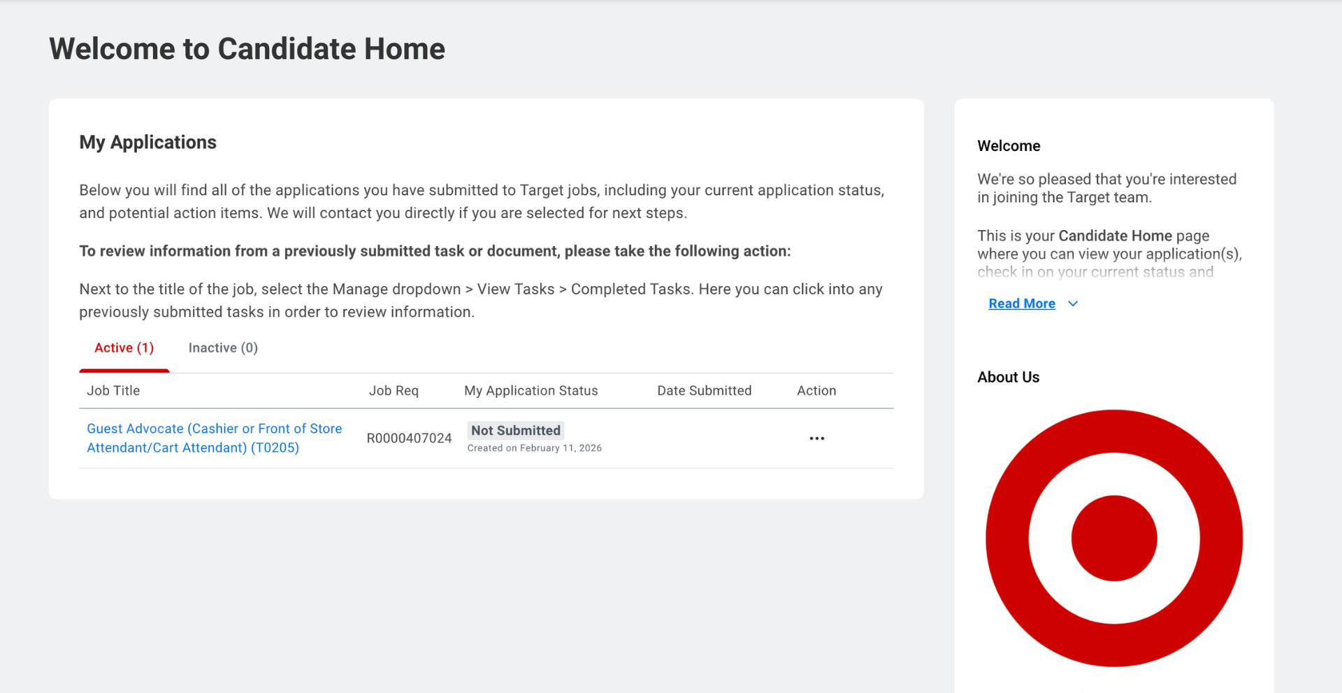 Target - Checking Your Application Status – Dalia